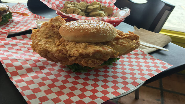 One of the biggest chicken sandwiches can be found at SA restaurant